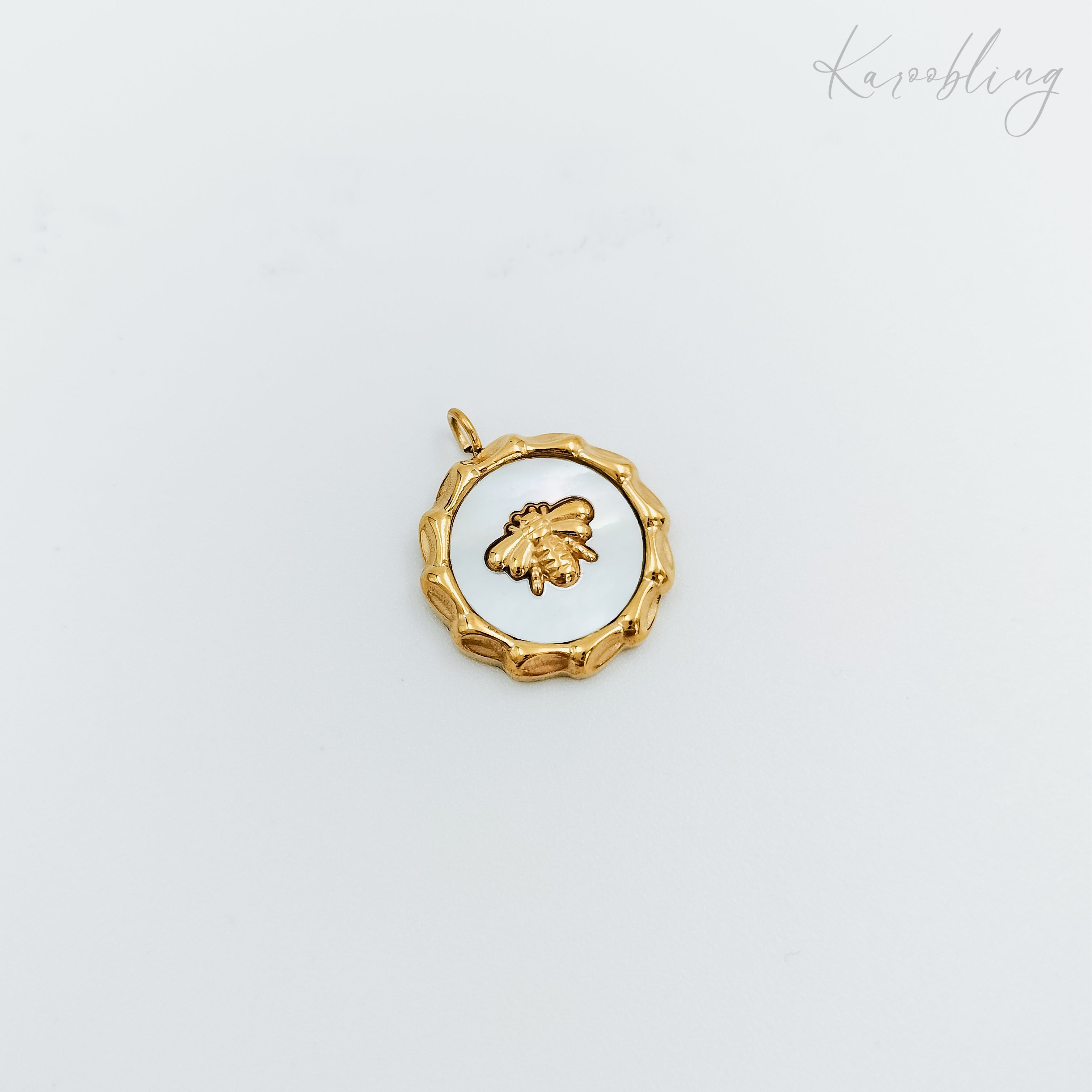 18K Gold Plated Shell Inlay Bee Charm Karoobling Jewelry Water ...