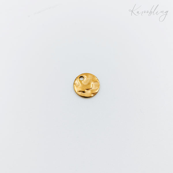 Gold Plated Hammered Round Disk Charm Karoobling Jewelry Water ...