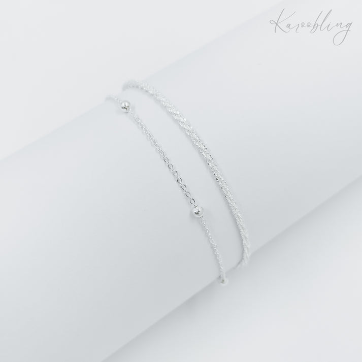 Sterling Silver Dual Chain Bracelet Karoobling Jewelry Hypoallergenic